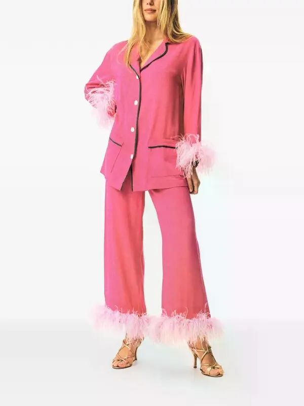 Sleeper Party Feather-trim Pajamas