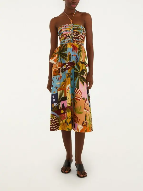 Farm Rio Tropical Print Halterneck Dress