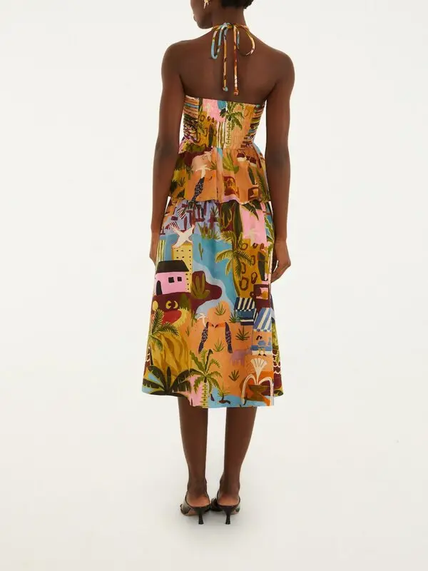 Farm Rio Tropical Print Halterneck Dress