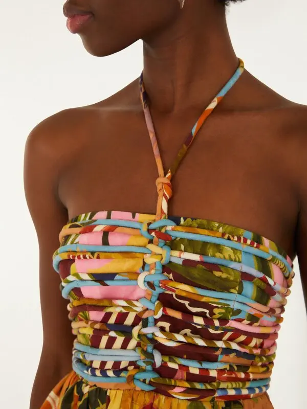 Farm Rio Tropical Print Halterneck Dress