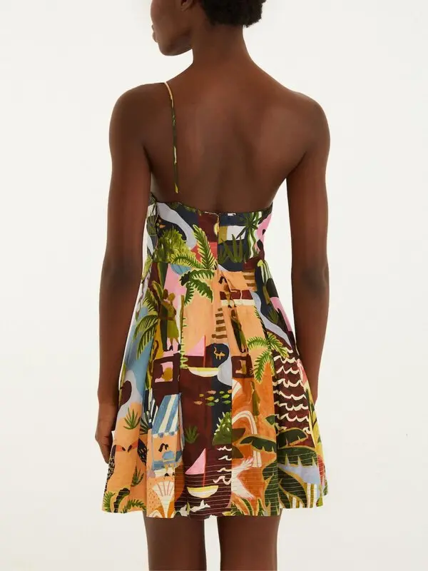 Farm Rio Tropical Painting One Shoulder Mini Dress