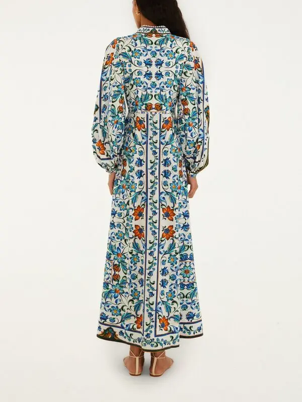 Farm Rio Long Sleeve Printed Maxi Dress