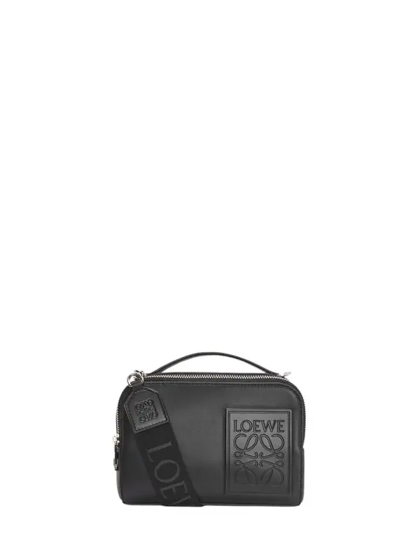 Loewe Camera Leather Crossbody Bag With Top Handle And Detachable Shoulder Strap - Black