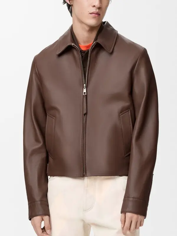 Loewe Leather Zip Jacket - Grey