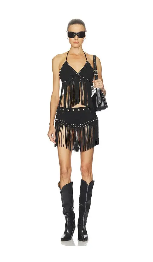 ONETEASPOON Rebel Rider Studded Suede Cami Top