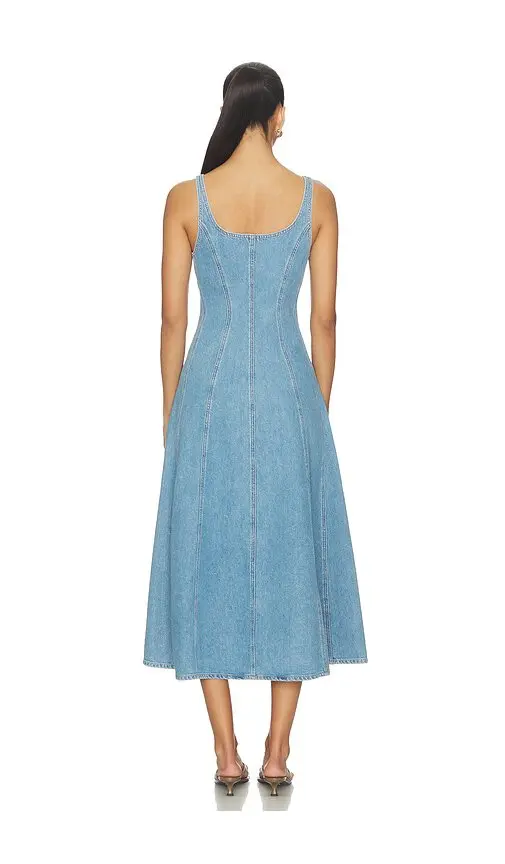 lapis denim dress Ladies Dresses Warehouse Western Midi Midi Dress XL Blue Denim Smocked Waist Tiered using time Citizens Of Humanity Noa Seamed