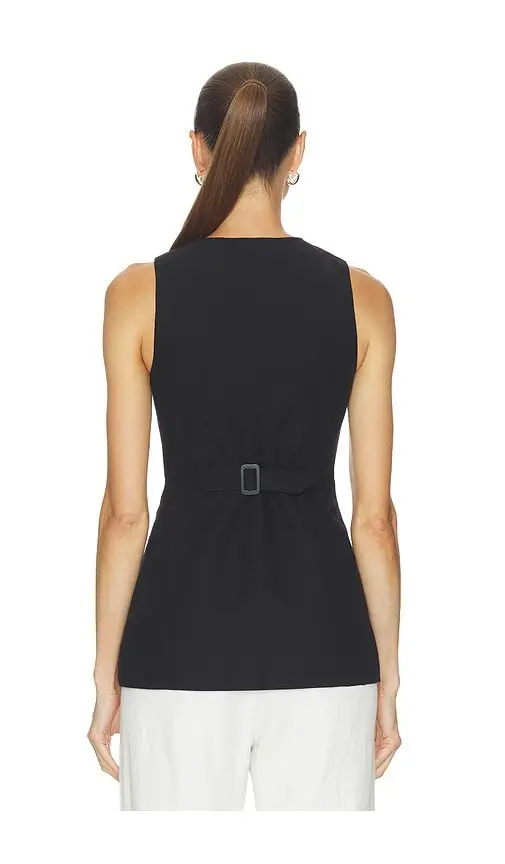 ALIGNE Leo Linen Mix Waistcoat - Black
