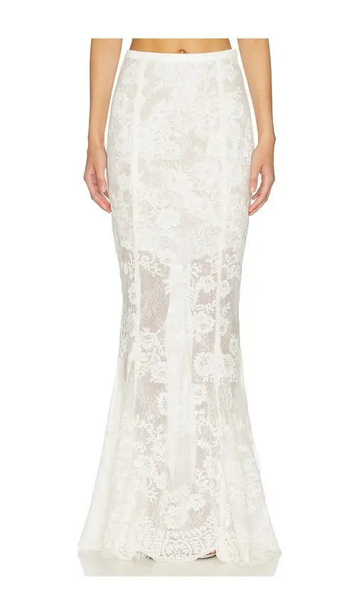 V. CHAPMAN Athena Lace Skirt - White Chantilly Lace