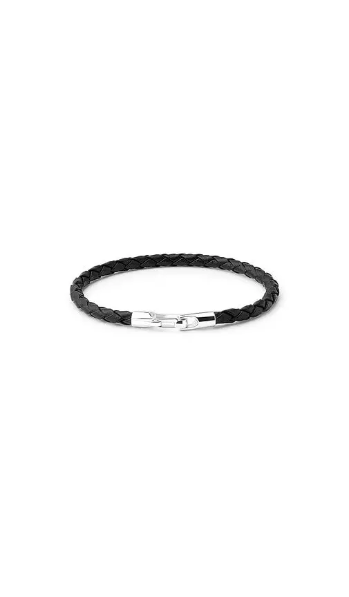 Miansai Ames Braided Leather Bracelet With Silver-tone Clasp - Black