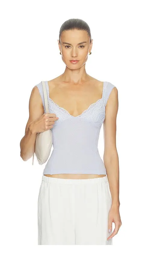Free People Lace Trimmed Jersey Tee