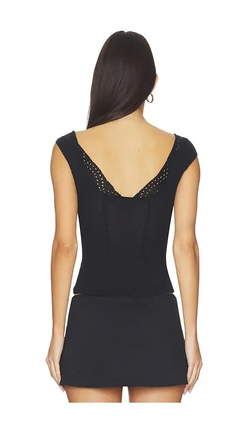 Free People Lace Trimmed Top - Black