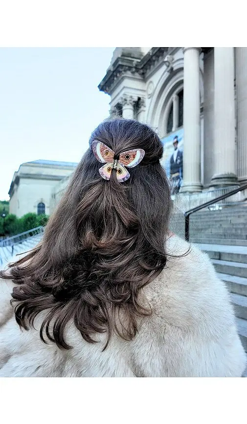 SOLAR ECLIPSE Hand-painted Emperor Silk Moth Claw Hair Clip - Brown