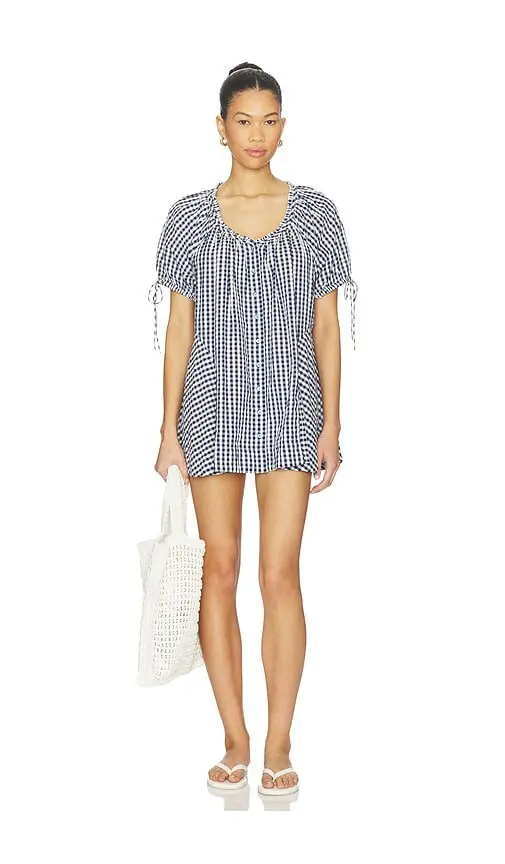 Free People Farley Gingham Dress - Navy Combo