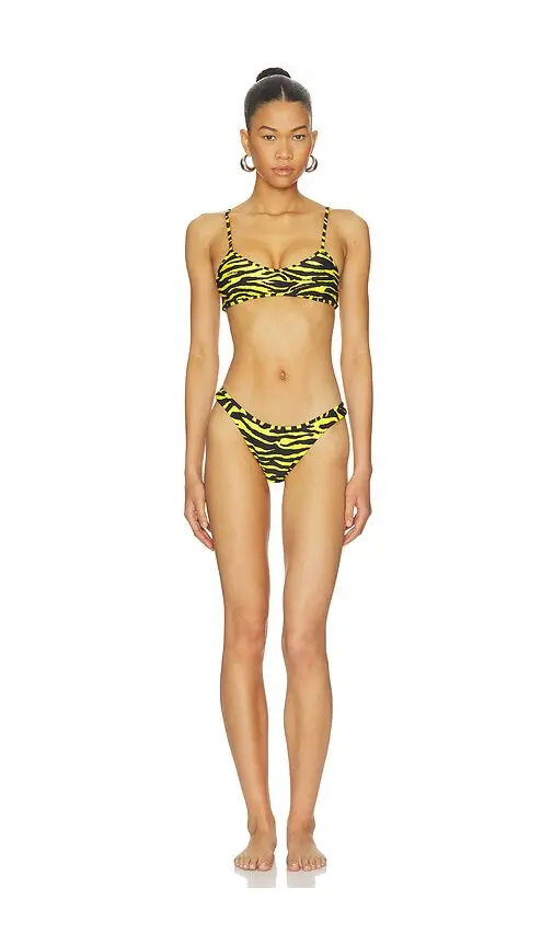 Attico Zebra Print Bikini Set - Black & Yellow