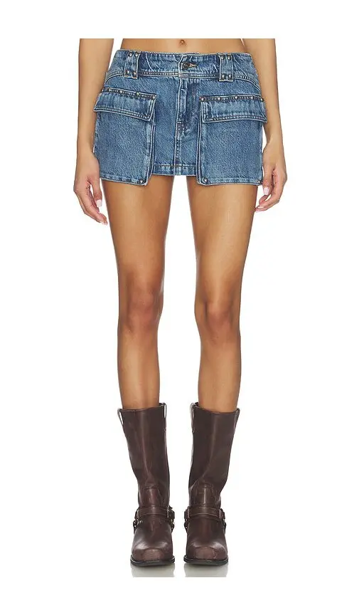Free People Hera Studded Denim Mini Skirt