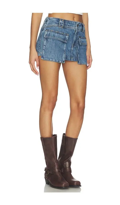 Free People Hera Studded Denim Mini Skirt