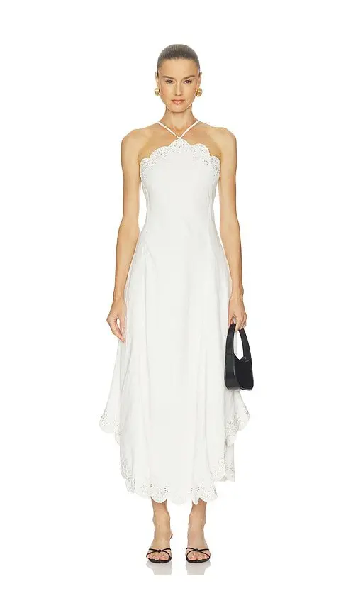 Simkhai Embroidered Linen Midi Dress - White