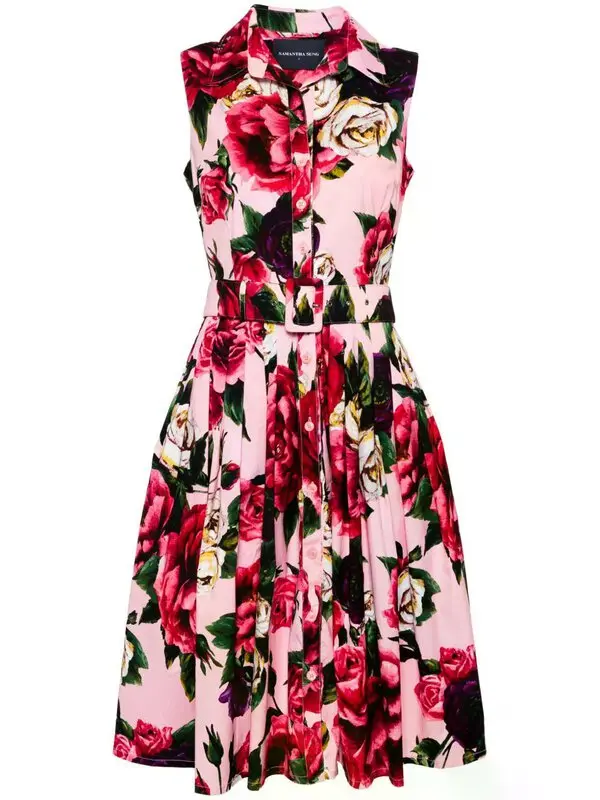 Samantha Sung Audrey Floral-print Dress - Pink