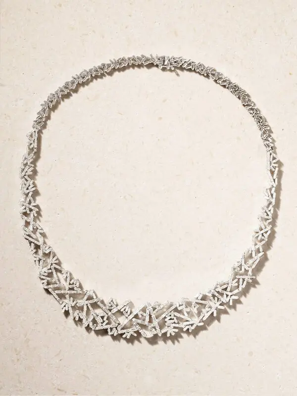 SUZANNE KALAN 18-karat White Gold Diamond Necklace - Silver