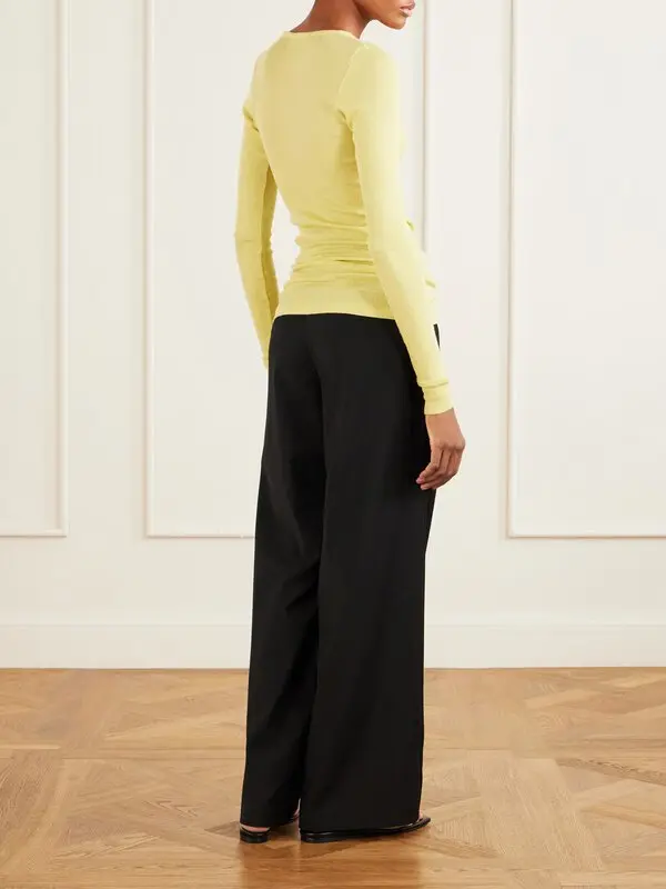 Auralee Ribbed-knit Cotton Henley T-shirt