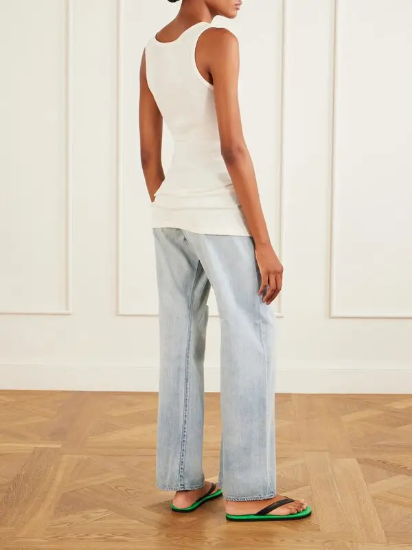 Auralee Ribbed Cotton Button-up Tank