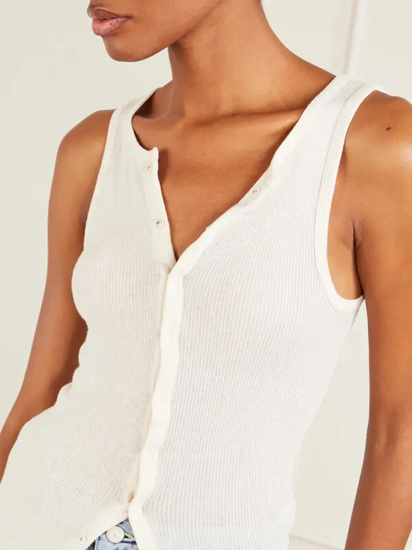 Auralee Ribbed Cotton Button-up Tank