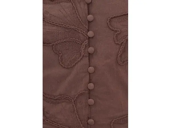Vince Camuto Sleeveless V-neck Button-front Embroidered Tank