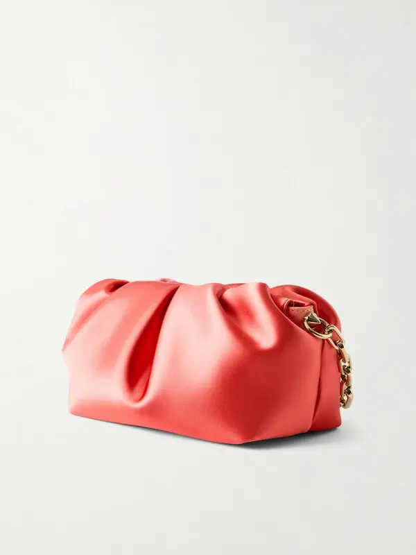 CHRISTIAN LOUBOUTIN Eva Small Satin Clutch With Gold Tone Chain Strap - Orange