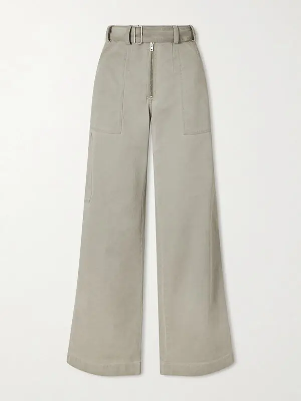Acne Studios Belted Cotton-blend Gabardine Wide-leg Pants - Neutrals
