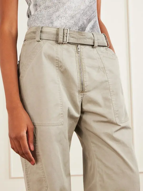 Acne Studios Belted Cotton-blend Gabardine Wide-leg Pants - Neutrals