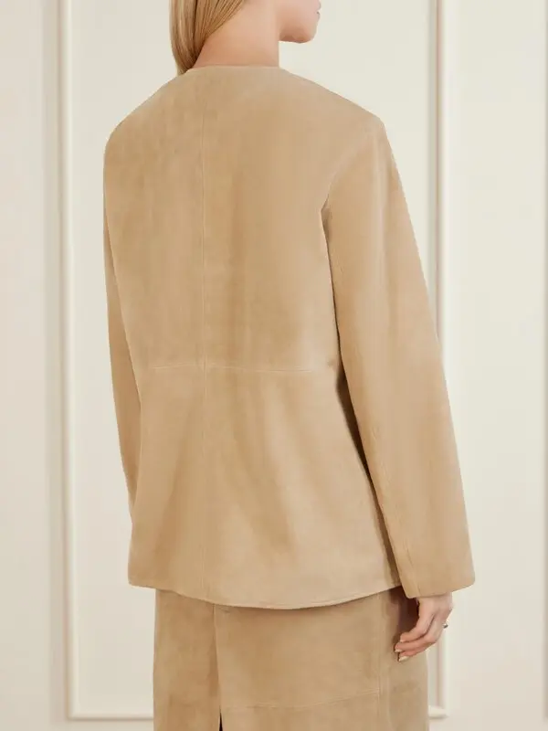 Nour Hammour Suede Collarless Jacket