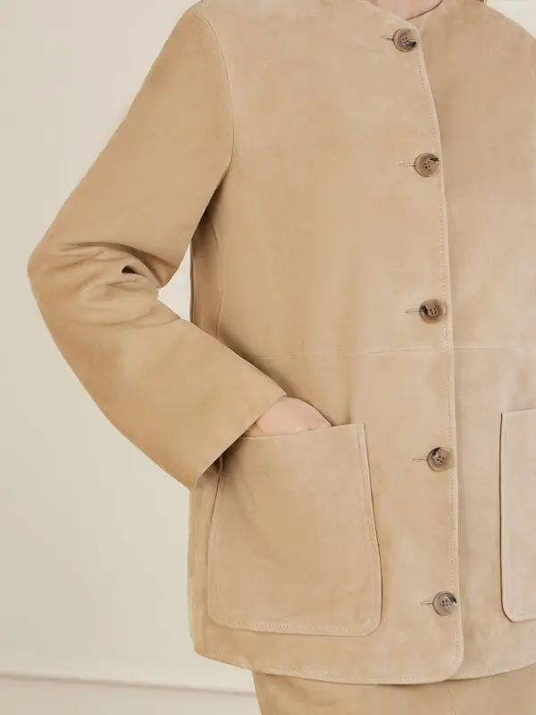 Nour Hammour Suede Collarless Jacket