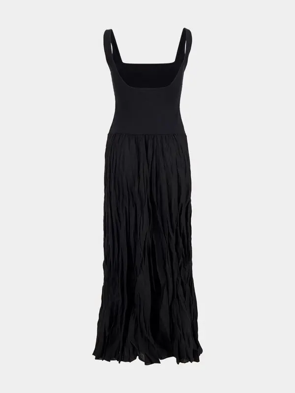 Johanna Ortiz Ribbed Linen-cotton Blend Maxi Dress - Black