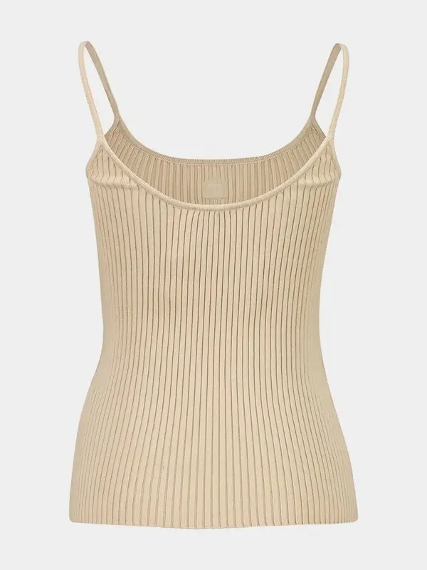 COURREGES Sand Reedition Rib Knit Tank Top - Beige