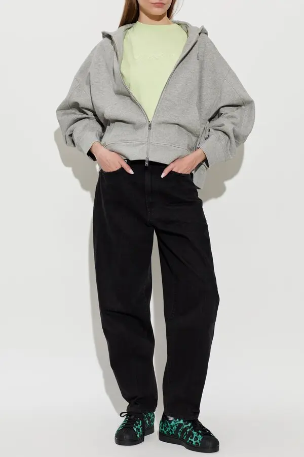 GANNI Zip-up Cotton Hoodie With Logo Detail