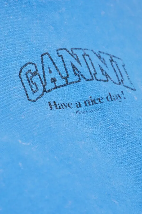 GANNI Cotton Logo T-shirt - Blue