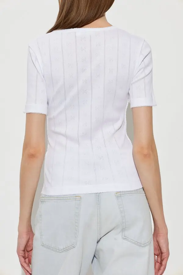 GANNI Textured Appliqué Top
