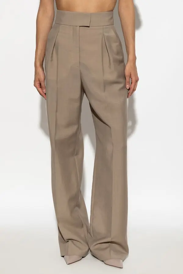 Valentino Garavani Pleated Wide-leg Trousers - Beige