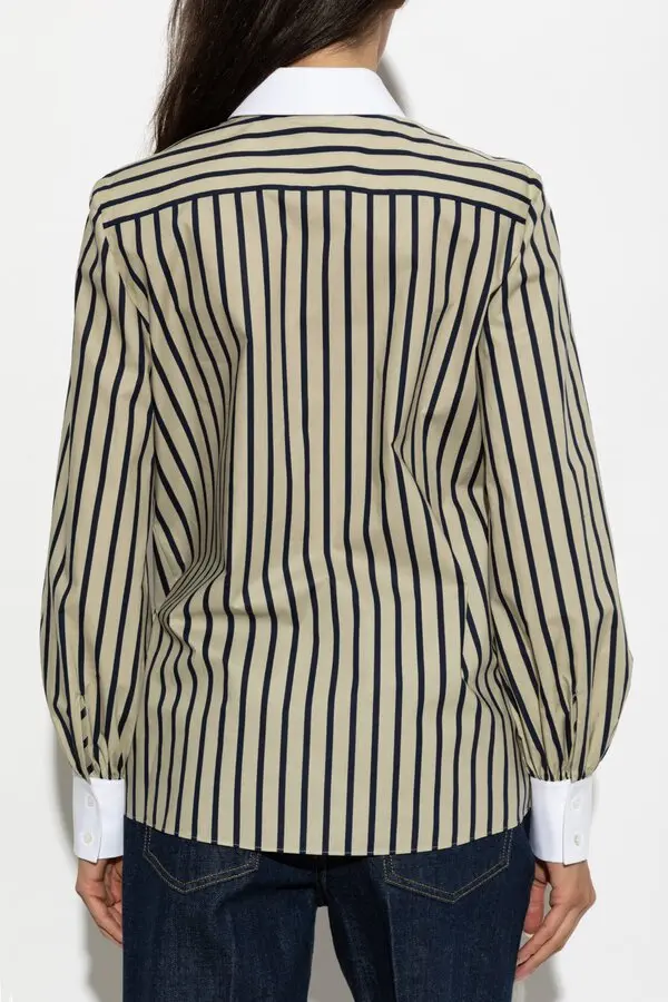 Valentino Garavani Striped Cotton Shirt With Contrast Collar And Cuffs