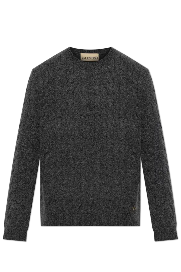 Valentino Garavani Wool Sweater With Decorative Knit - Grey