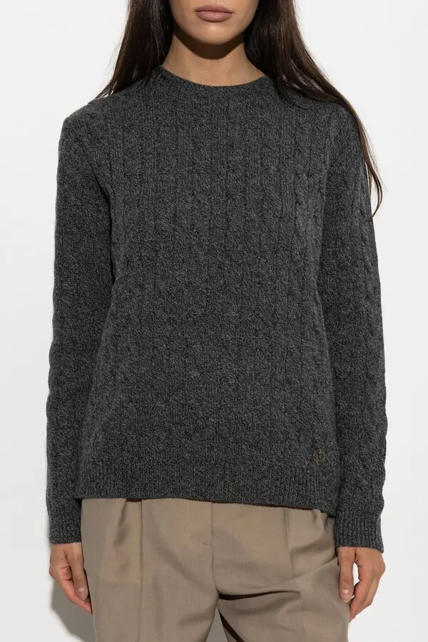 Valentino Garavani Wool Sweater With Decorative Knit - Grey