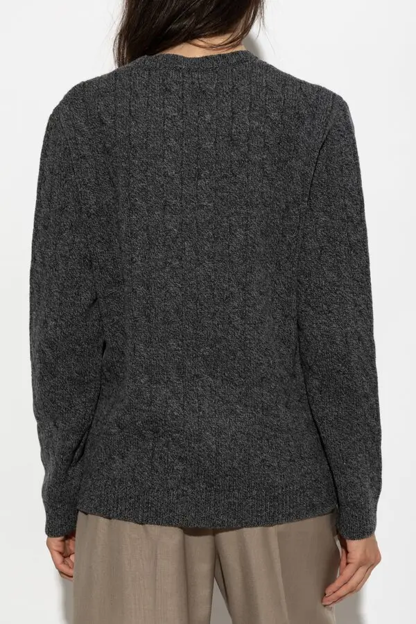 Valentino Garavani Wool Sweater With Decorative Knit - Grey