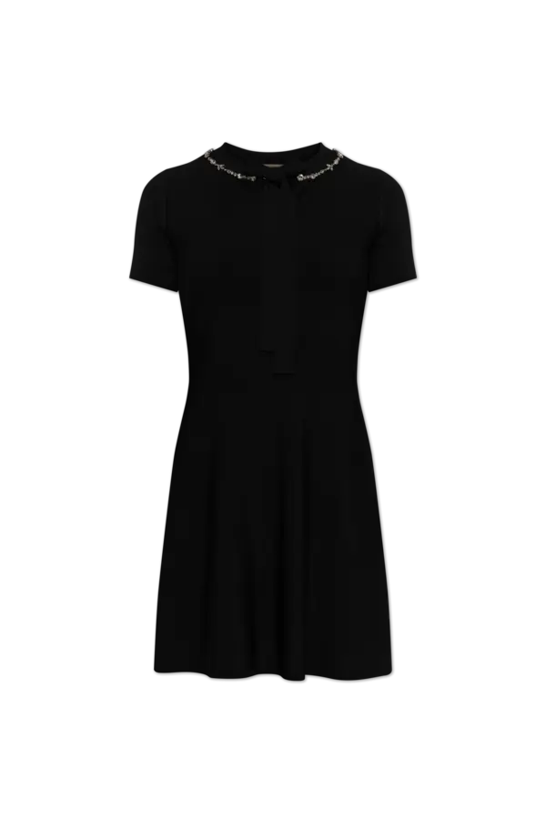 Valentino Garavani Embellished Neckline A-line Dress - Black