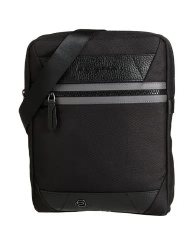 PIQUADRO Cross-body Bag In Cow Leather, Nylon, And Polyester - Black