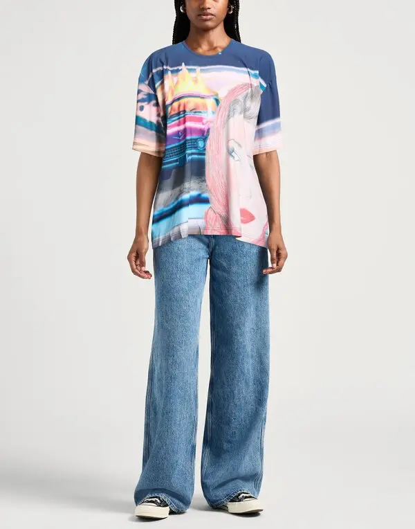 Sunnei Oversized Printed T-shirt In Polyamide And Elastane