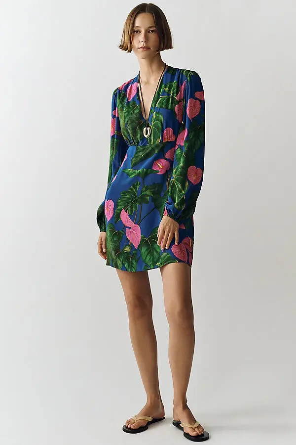 Farm Rio X Printed V-neck Mini Dress