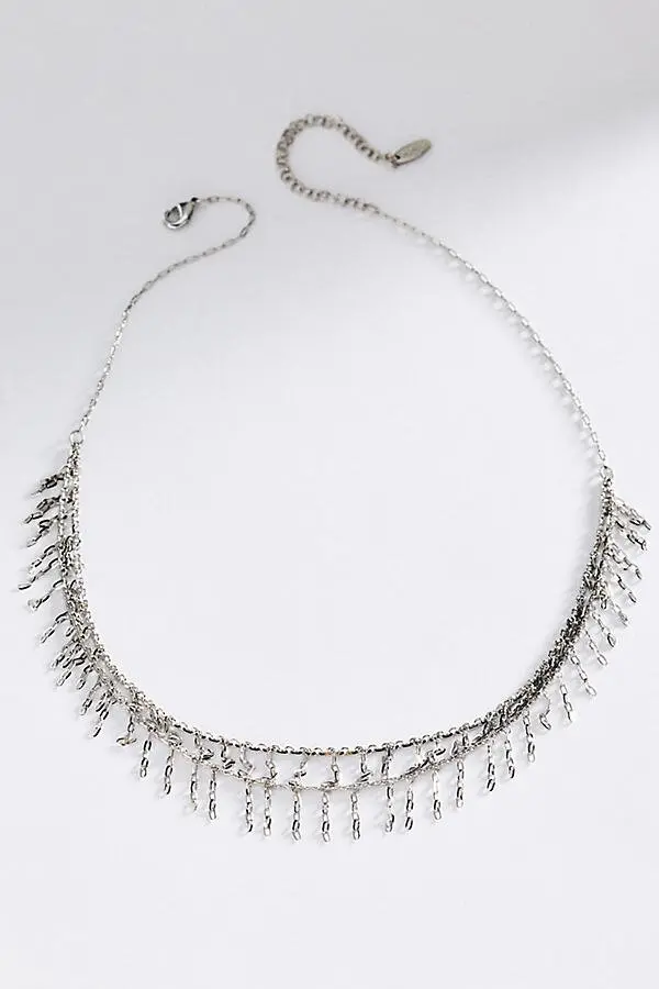 Anthropologie Cha Fringe Necklace - Silver