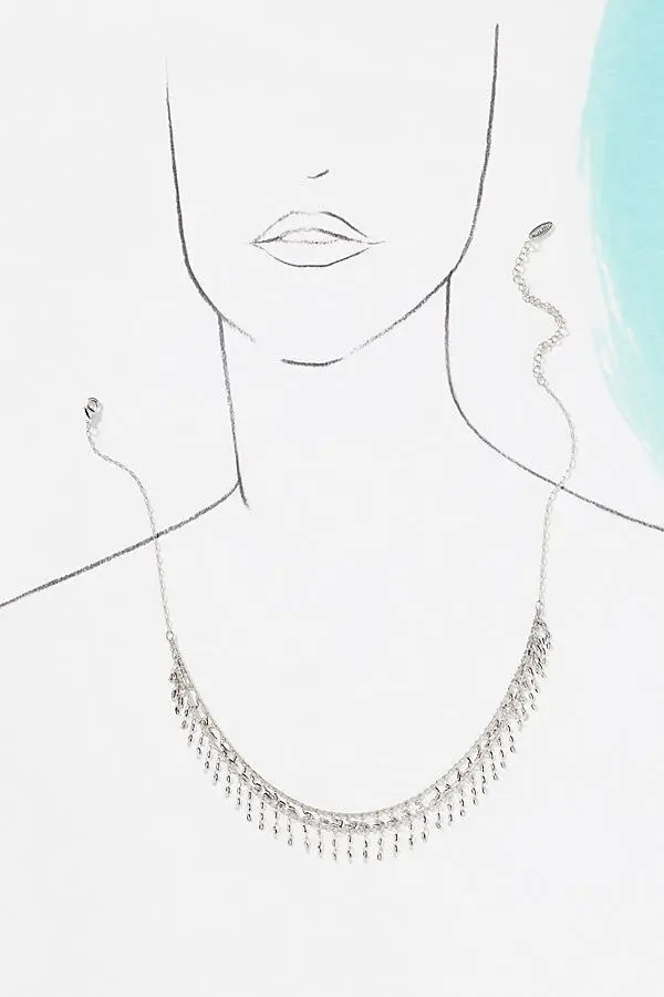 Anthropologie Cha Fringe Necklace - Silver