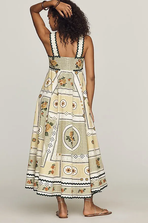 ALEMAIS Dixie 100% Cotton Poplin Midi Dress - Citrus