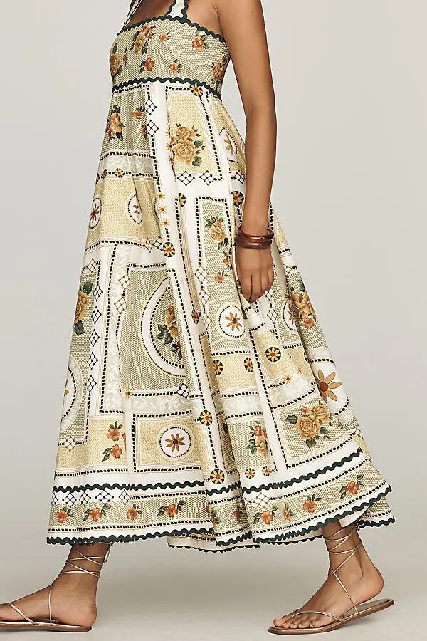 ALEMAIS Dixie 100% Cotton Poplin Midi Dress - Citrus